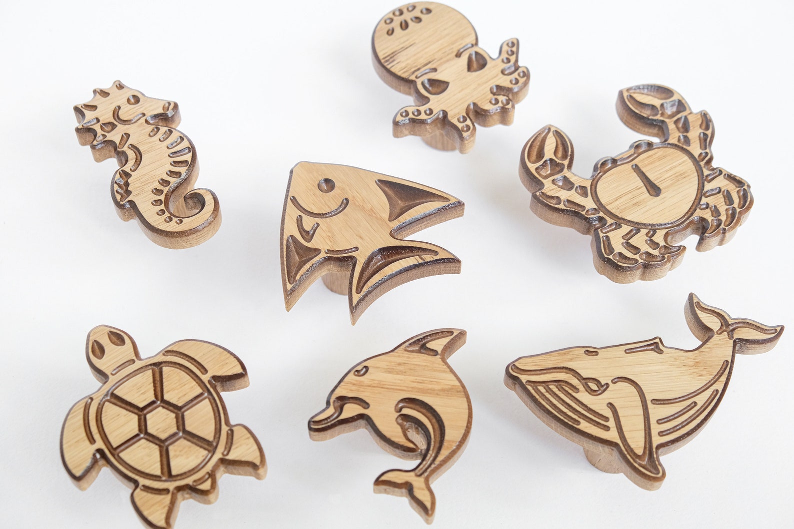 Sea Creatures Wooden Animals Wooden Nursery Decor Oak Wood | Etsy