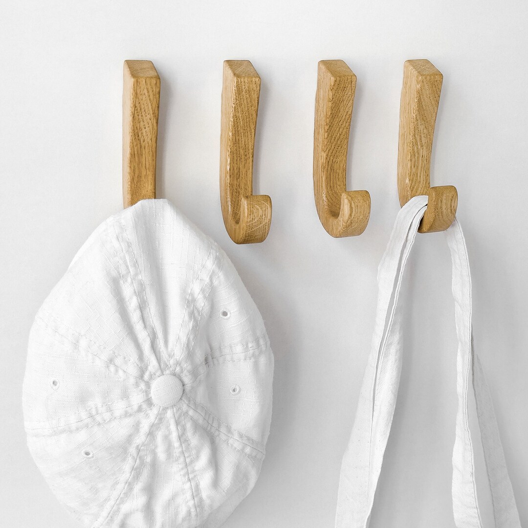 Solid Oak Wall Mounted Hook for Clothes or Towels for the Home, Scandi Style, Wall Hook for the ...