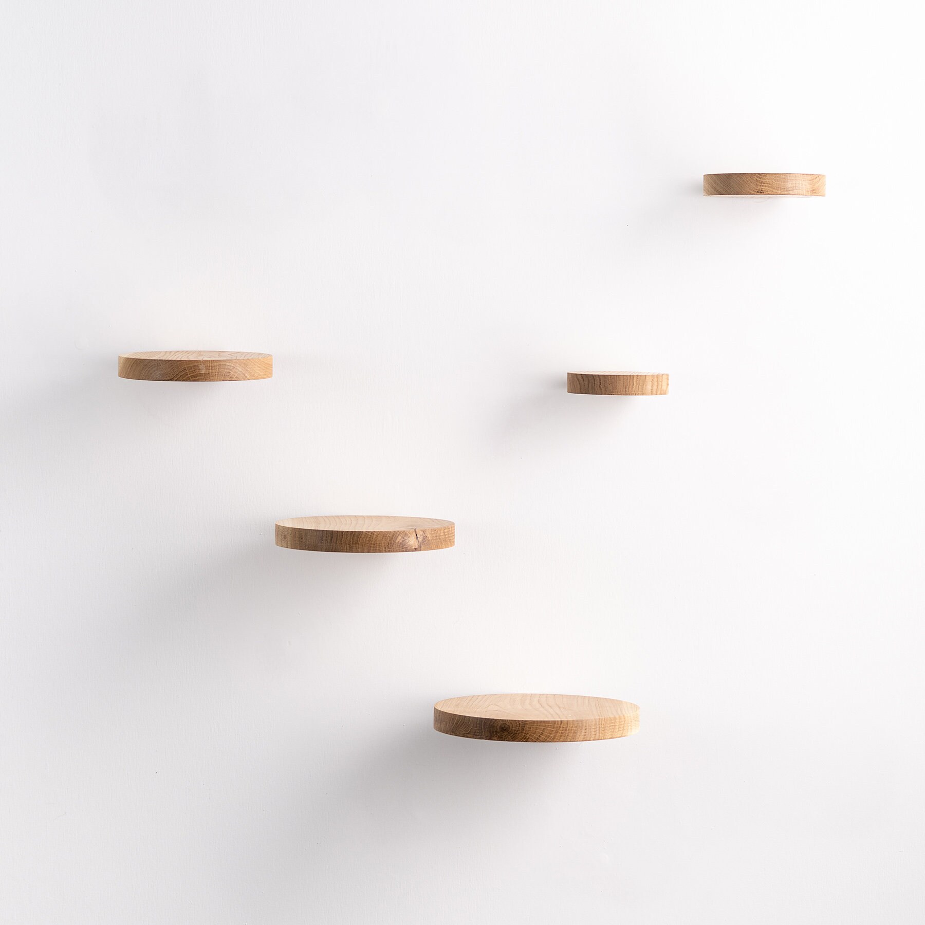 SET of Round Wooden Shelves, Small Floating Shelf, Modern Circle Shelf ...