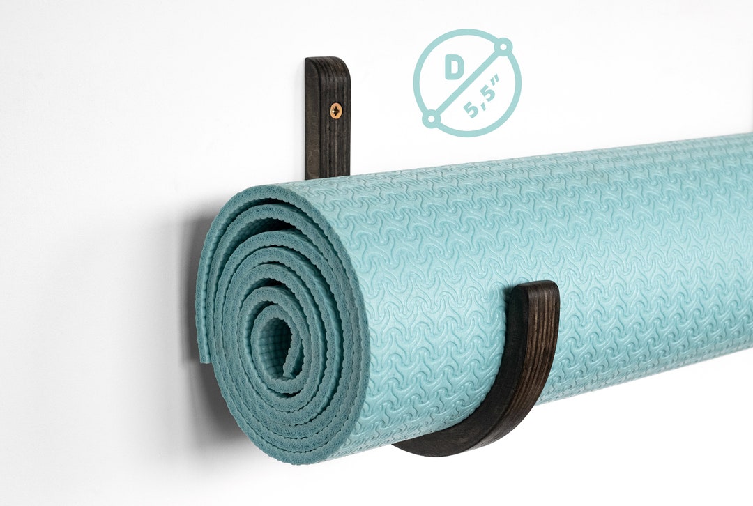 Wooden Wall Holders for Yoga Mat, Yoga Mat Holder, Wall Mount Yoga Mat ...