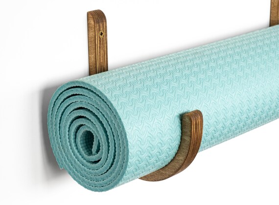 Wall Mounted Yoga Mat Hook Wood Yoga Mat Holder Foam Roller | Etsy