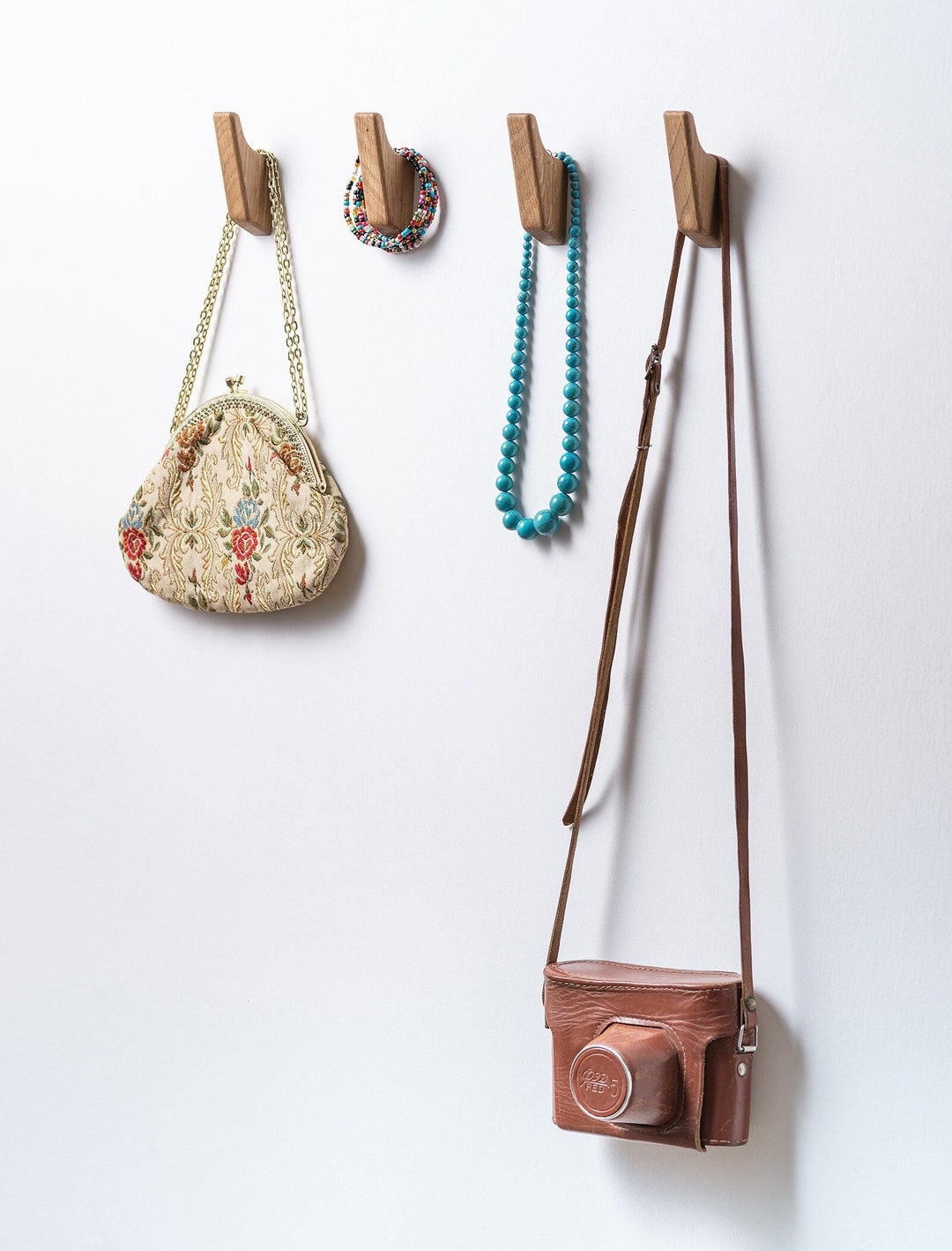 Small Wall Hook Made of Solid Oak, Minimalist Wooden Decor for Hallway ...