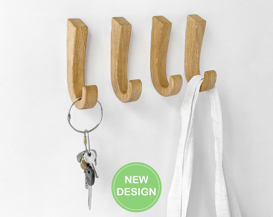 Solid Oak Wall Mounted Hook for Clothes or Towels for the Home, Scandi ...