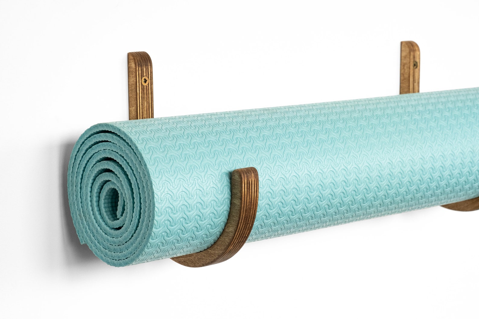 Wall Mounted Yoga Mat Hook, Wood Yoga Mat Holder, Foam Roller Rack ...