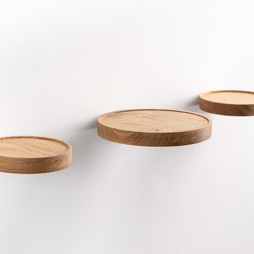SET of Round Wooden Shelves Small Floating Shelf Modern - Etsy