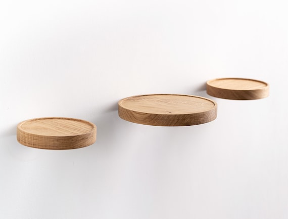 SET of Round Wooden Shelves Small Floating Shelf Modern - Etsy