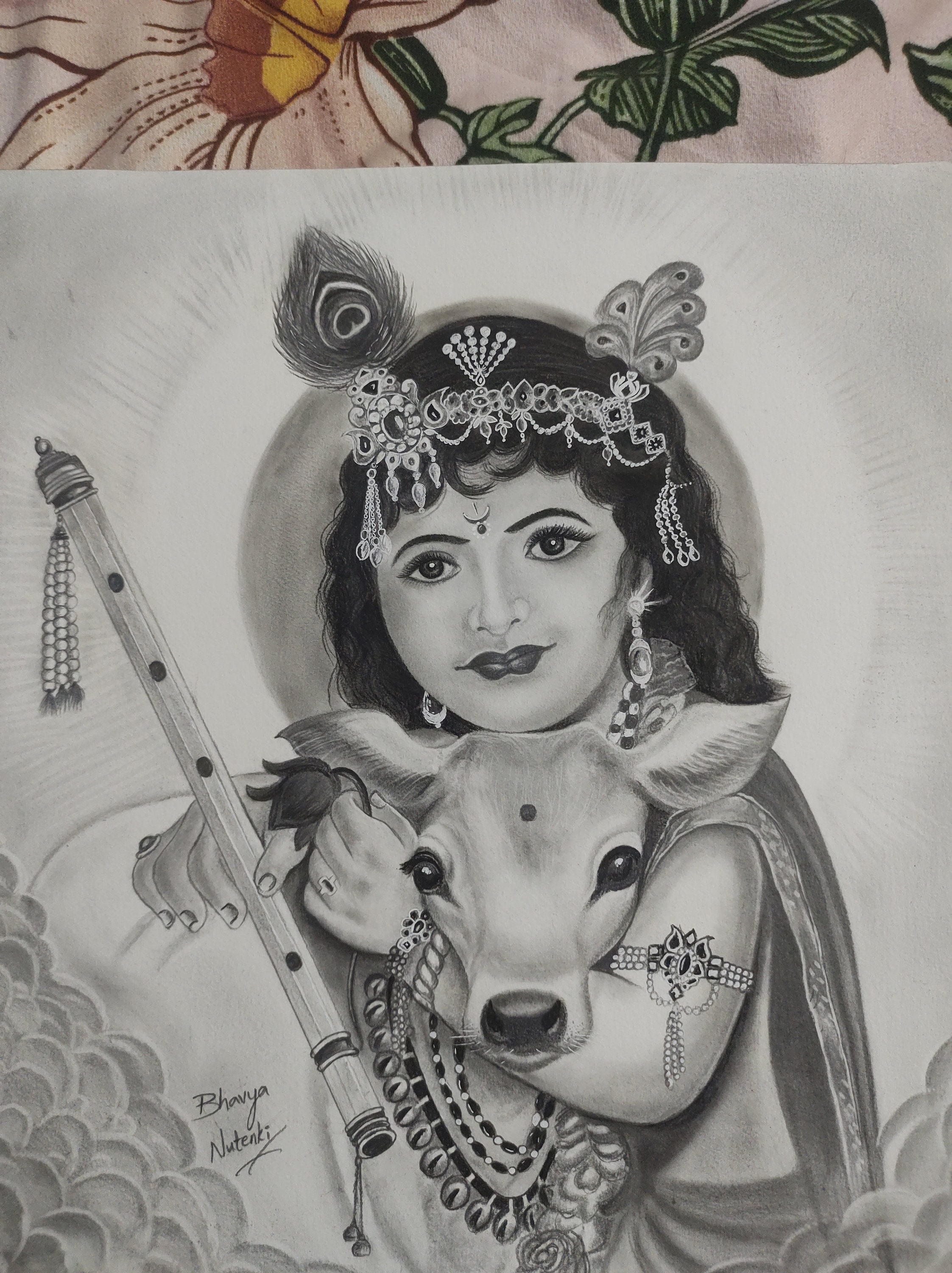 Krishna Portrait, Pencil Sketch of Little Krishna, Religious Painting ...