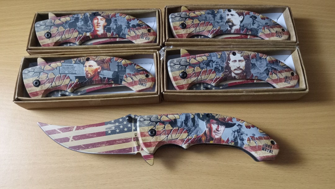 Wild West Knife Heroes & Outlaws Talon Blade Spring Assisted Folding ...