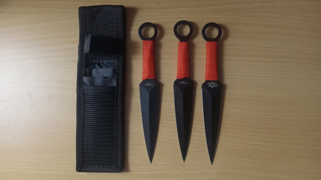 Kunai Throwing Knife 3 Piece Red Cord Wrapped Set 6.5 Inch - Etsy