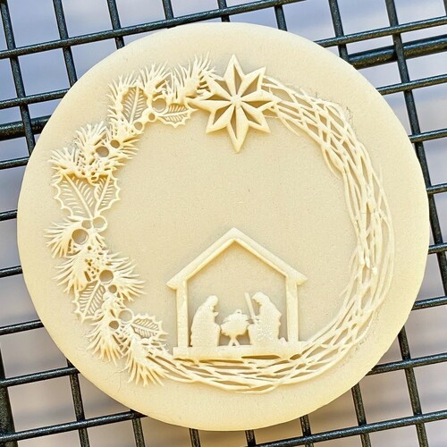 Christmas Reverse Embosser Stamp Nativity Wreath Embosser - Etsy