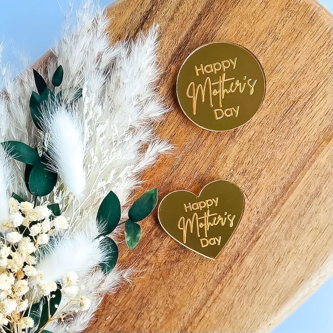 Happy Mothers Day Mirror Acrylic Cake Charms - Personalised Cupcake ...