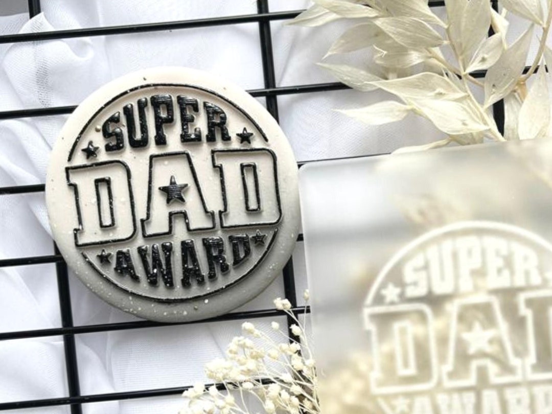 Fathers Day Embosser Stamp - Super Dad Award Reverse Embosser Stamp - Etsy
