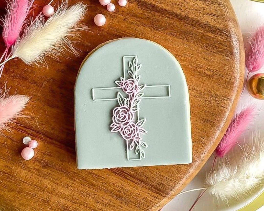 Traditional Easter Embosser Stamp - Floral Holy Cross (style 2) Reverse ...