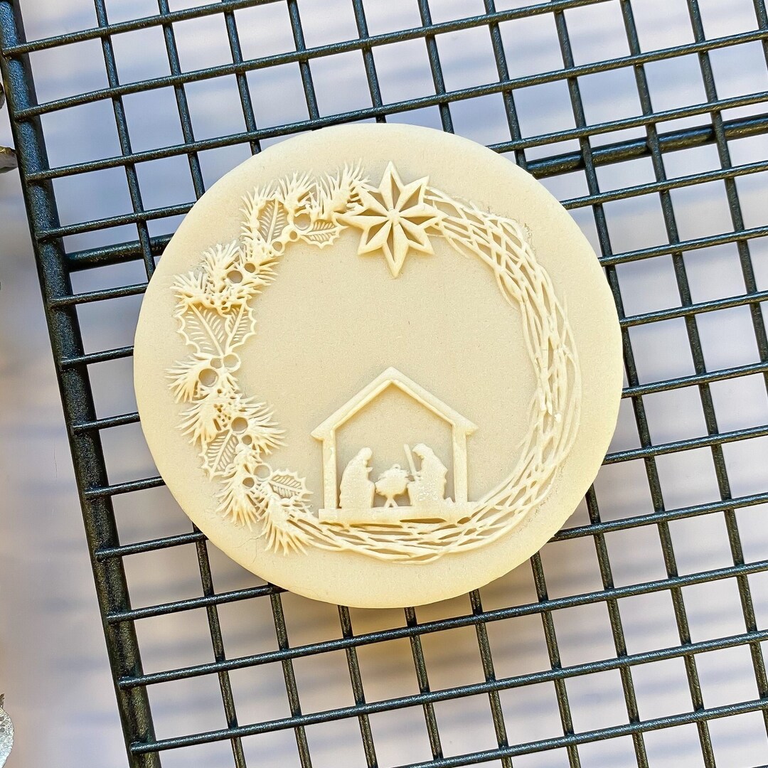 Christmas Reverse Embosser Stamp - Nativity Wreath Embosser - Etsy