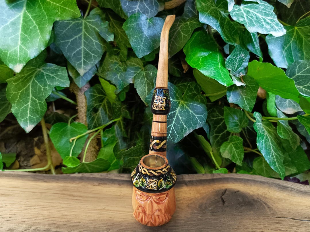 Wooden Druid Pipe With Celtic Design, Oak Leaves and Acorn - Etsy