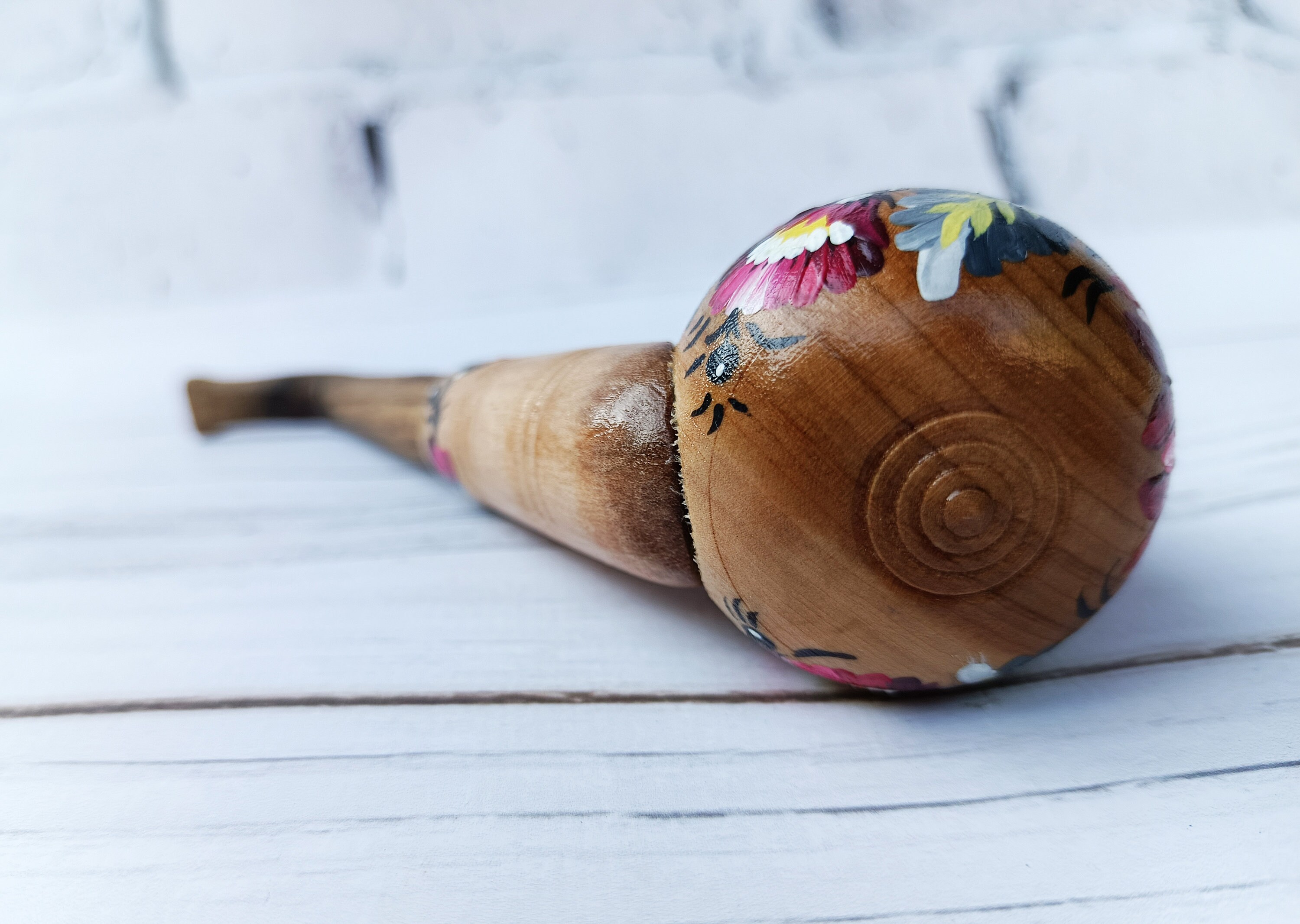 Wooden Pipe for Smoking With Flowers, Painted Tobacco Pipe Wood, Floral ...