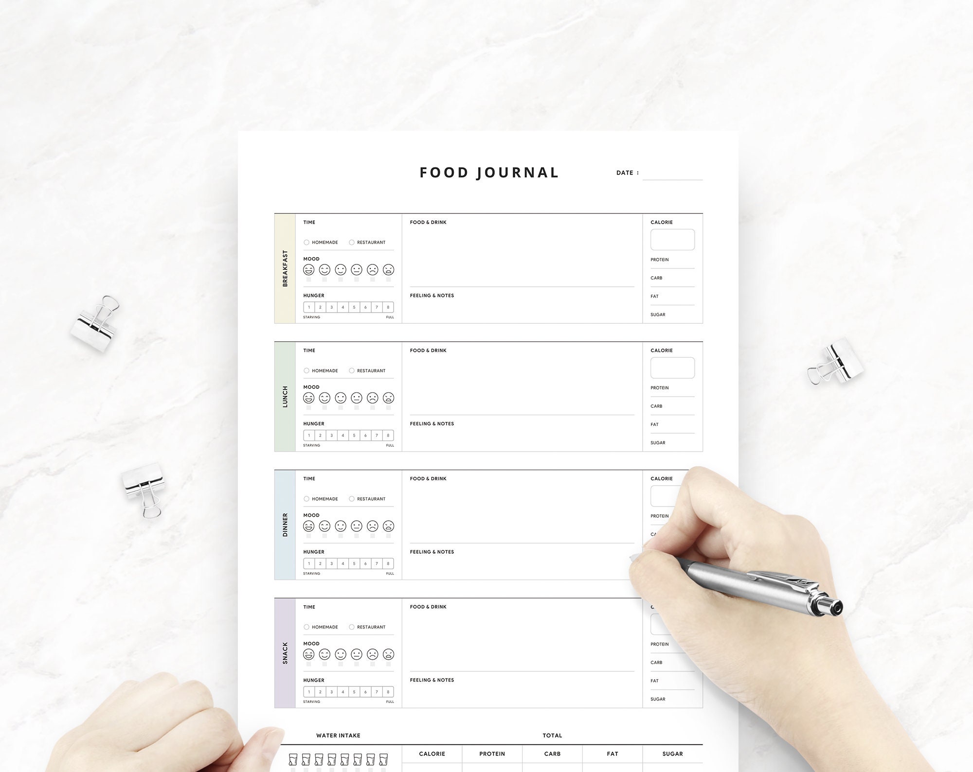 Food Journal Printable, Daily Food Diary, Calories Log, Food Log, Food ...