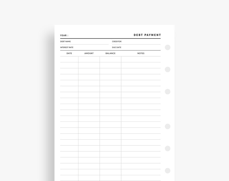 A6 Inserts : Debt Tracker, Debt Payment, Debt Payoff Tracker, Finance ...