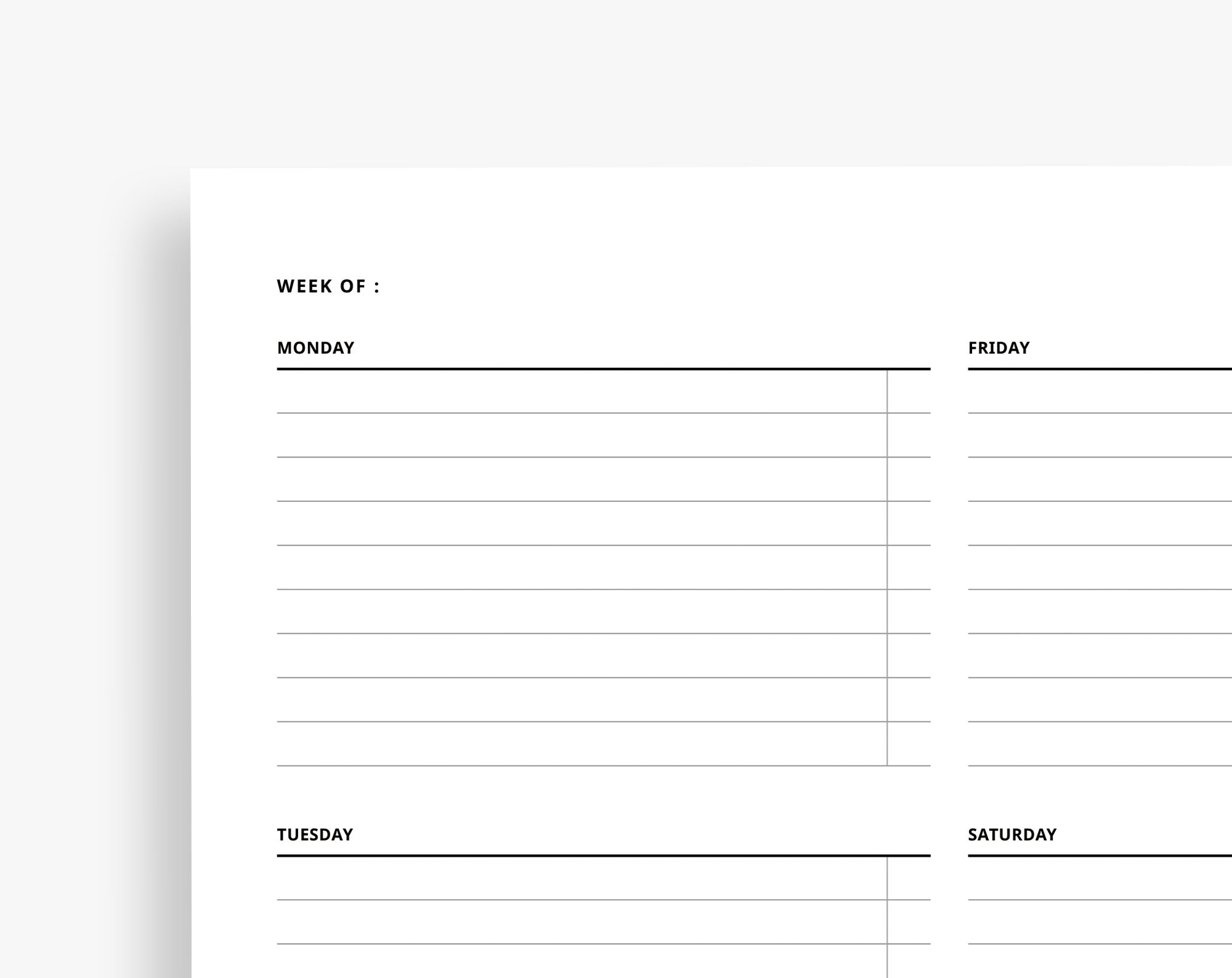 Vertical Undated Weekly Planner, Printable A4, Letter Size Weekly ...