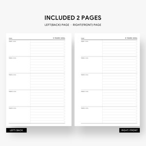 5 Years Goal Planner Printable, Goal Planning, Goal Setting, Personal ...