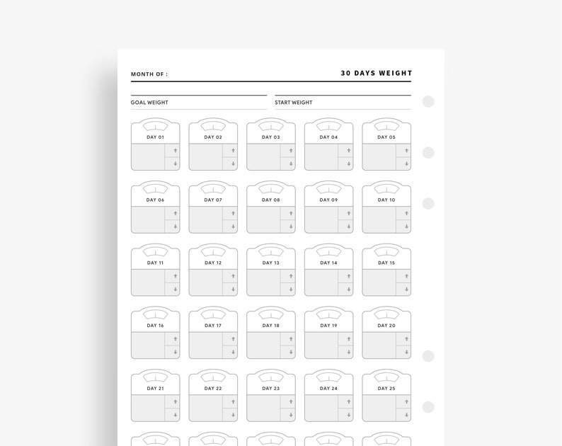 Weight Tracker Printable Personal Wide Inserts Weight Loss - Etsy