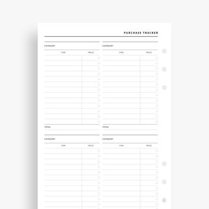 Purchase Tracker Printable, Order Tracker, Spending Tracker, Shopping ...