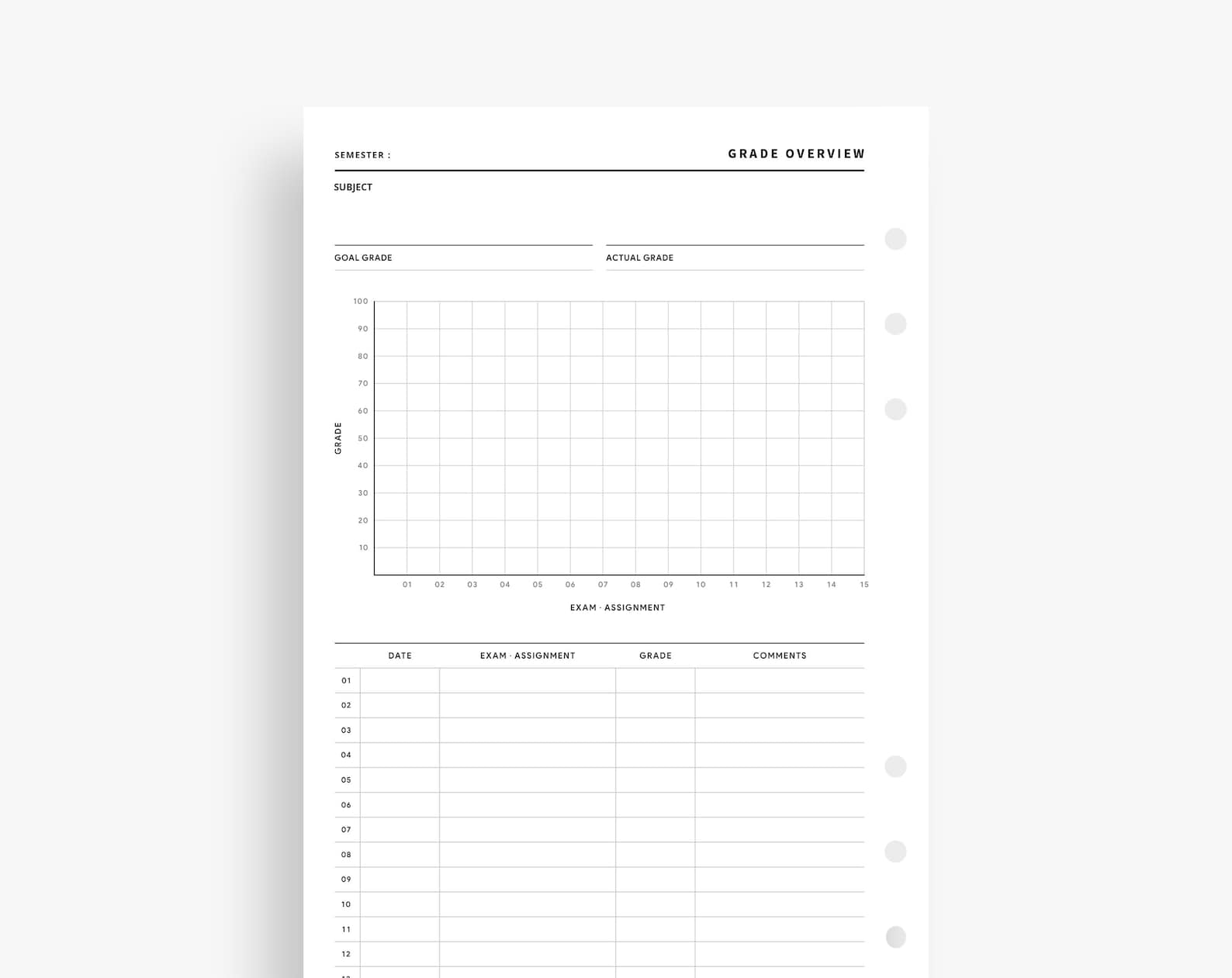 School Grade Tracker Printable, Grade Overview, Academic Planner, Grade ...