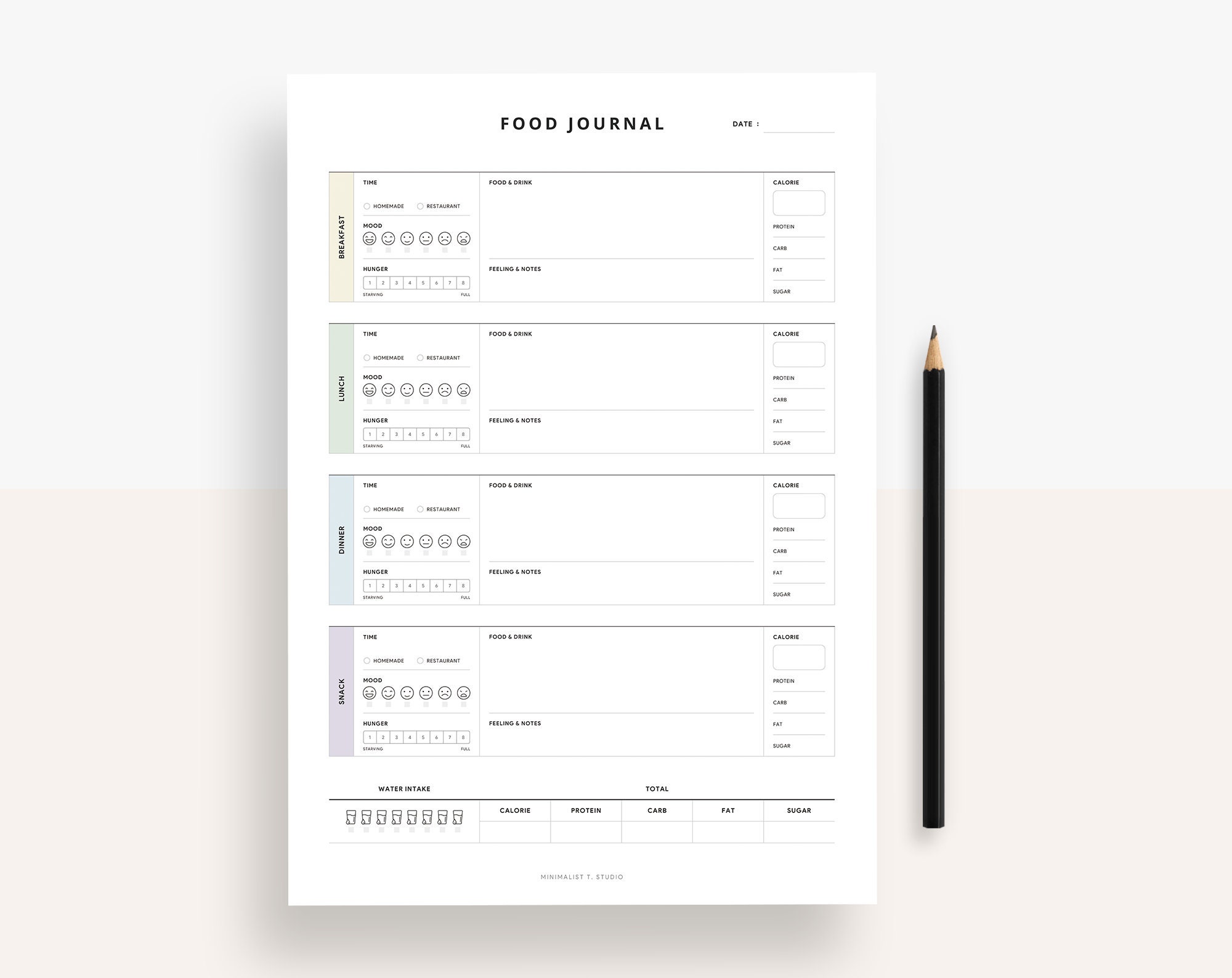 Food Journal Printable, Daily Food Diary, Calories Log, Food Log, Food ...