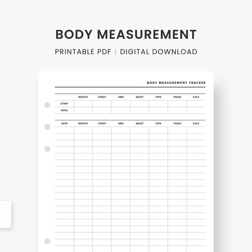 A5 Inserts : Body Measurement Tracker Printable Body Progress | Etsy