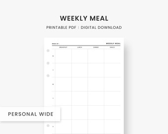 Simple Meal Planning Template, Digital Download, Weekly Meal Planner ...