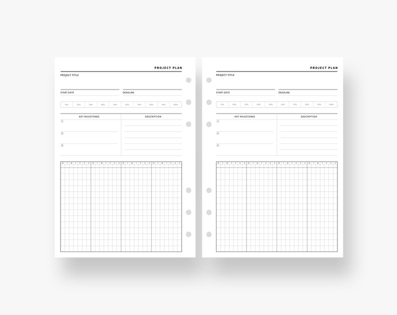 Project Planner Printable, Personal Wide Inserts, Project Timeline ...