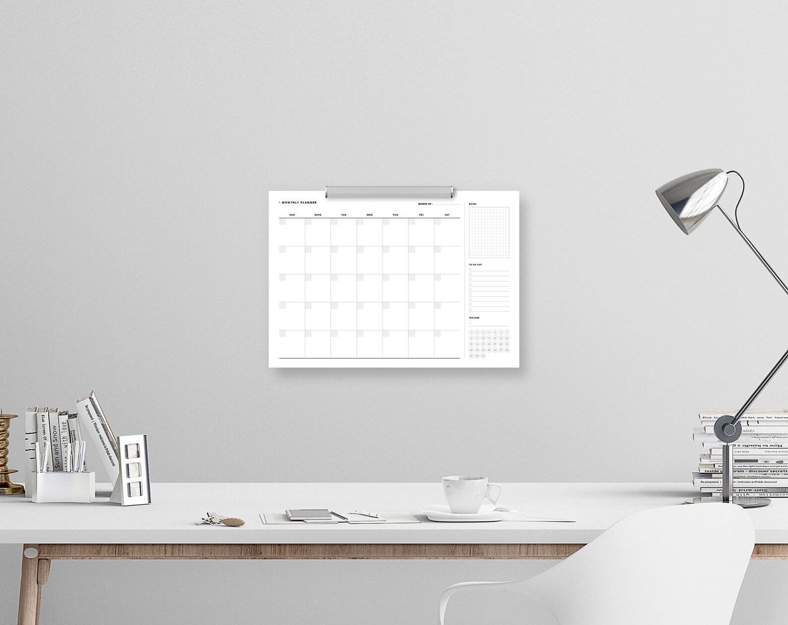 Monthly Overview Undated Blank Calendar, US Letter, A4 Size Horizontal ...