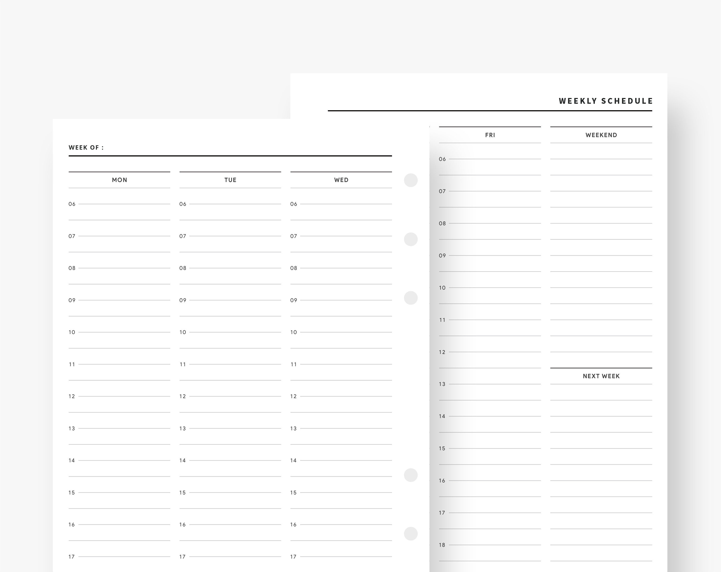 Weekly Planner Printable, Personal Wide Inserts, Weekly Schedule ...
