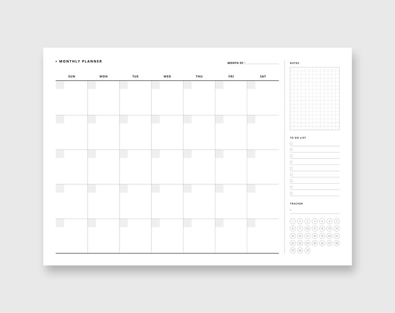 Monthly Overview Undated Blank Calendar US Letter A4 Size | Etsy