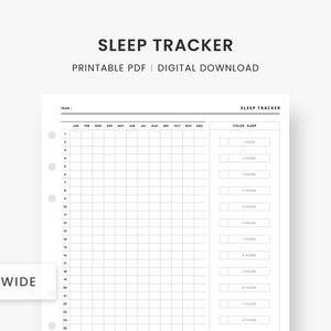 A5 Wide Inserts : Sleep Tracker Printable, Sleep Pattern, Sleep Log ...