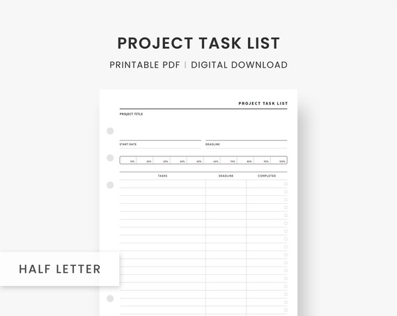 Productivity Planner Printable Project Task List Project | Etsy
