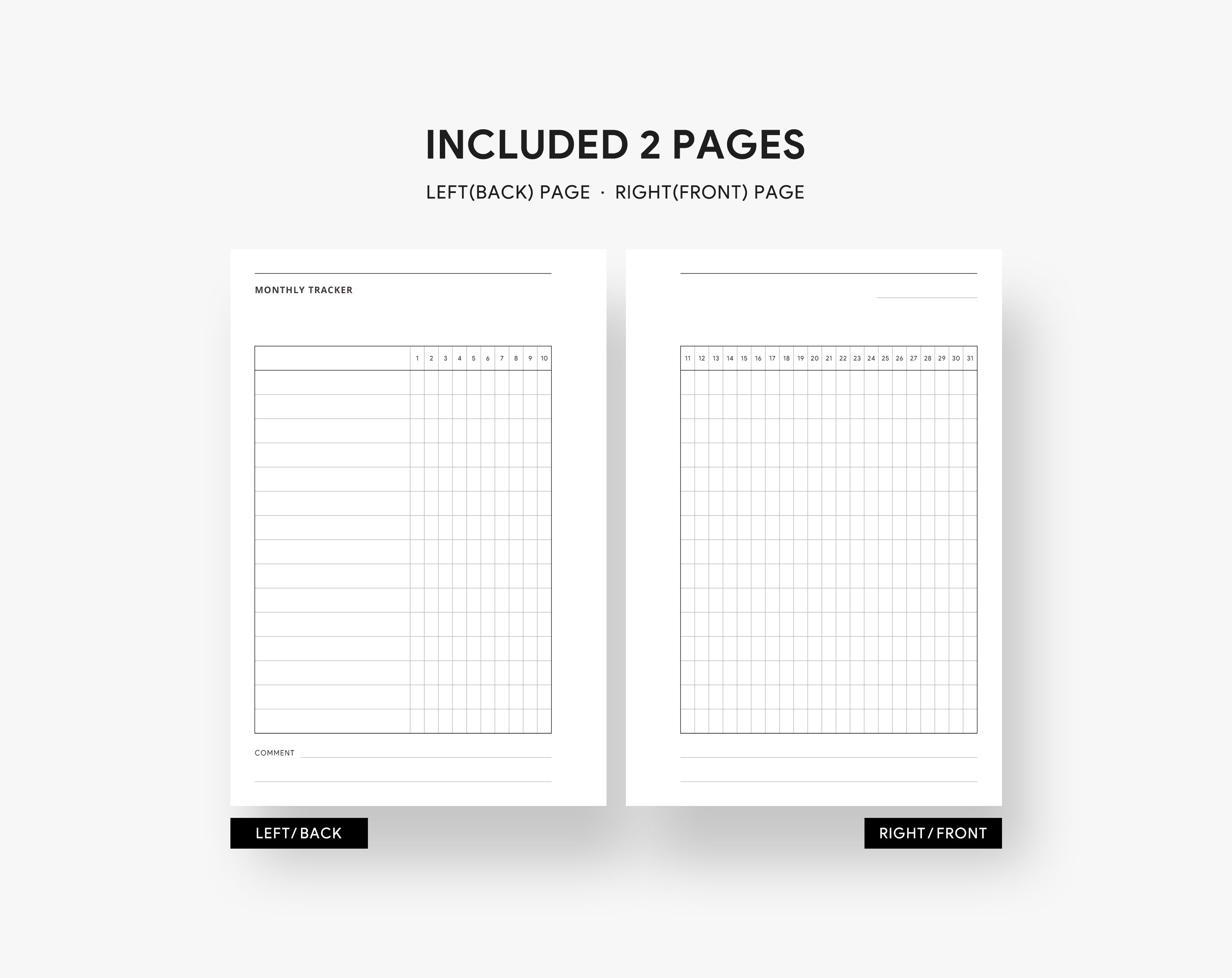 Pocket Inserts : Monthly Tracker Printable, Habit Planner, Goal Tracker ...