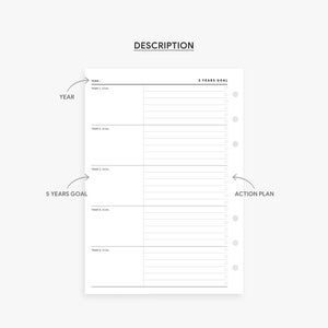 5 Years Goal Planner Printable, Goal Planning, Goal Setting, Personal ...
