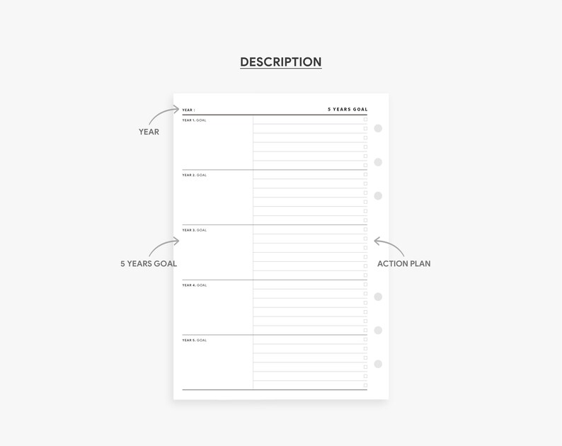 5 Years Goal Planner Printable, Goal Planning, Goal Setting, Personal ...
