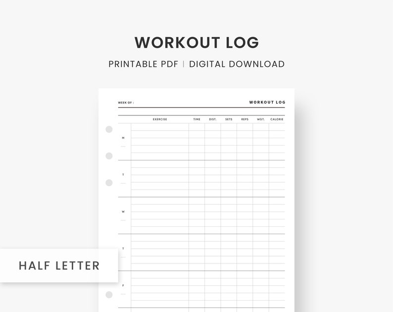 Workout Planner Printable, Weekly Workout Log, Workout Tracker, Fitness ...