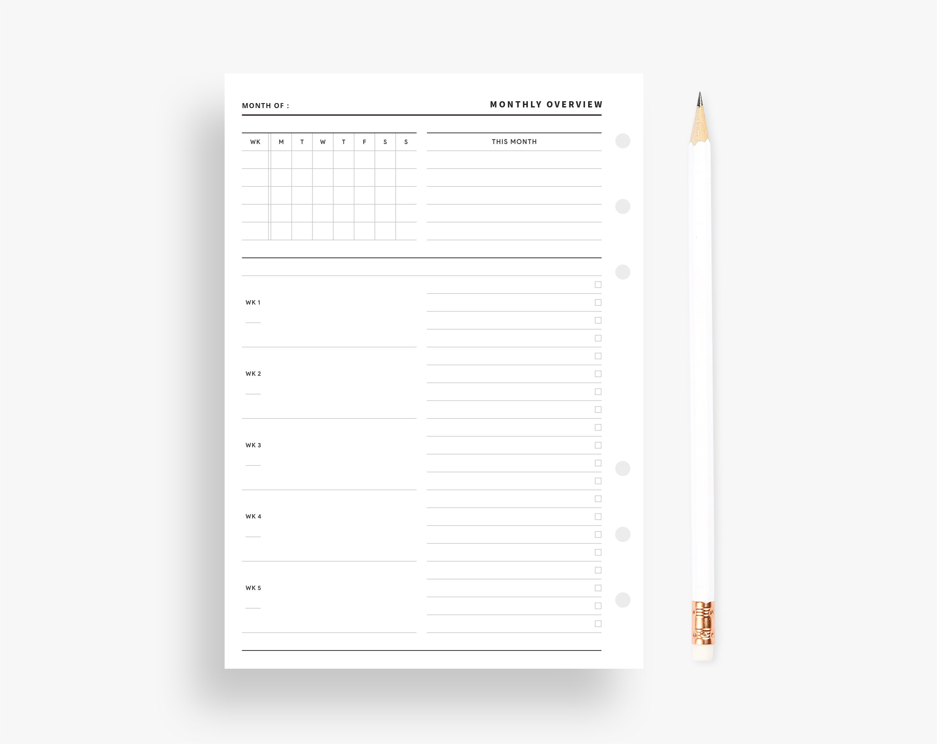 Monthly Overview Printable, Monthly Planner, Personal Wide Inserts ...