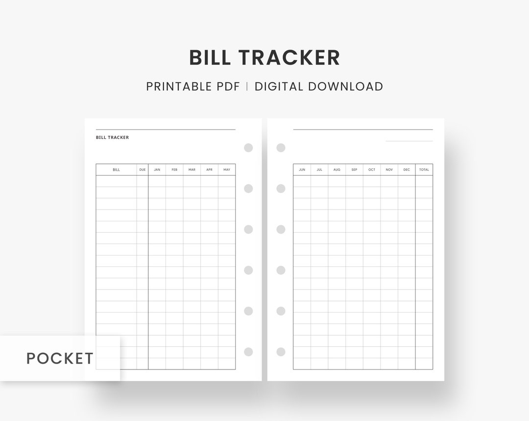 Pocket Inserts : Bill Organizer Bills Tracker Monthly Bill - Etsy