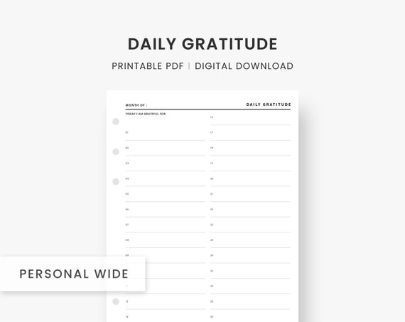 Daily Gratitude Planner Printable Personal Wide Inserts - Etsy