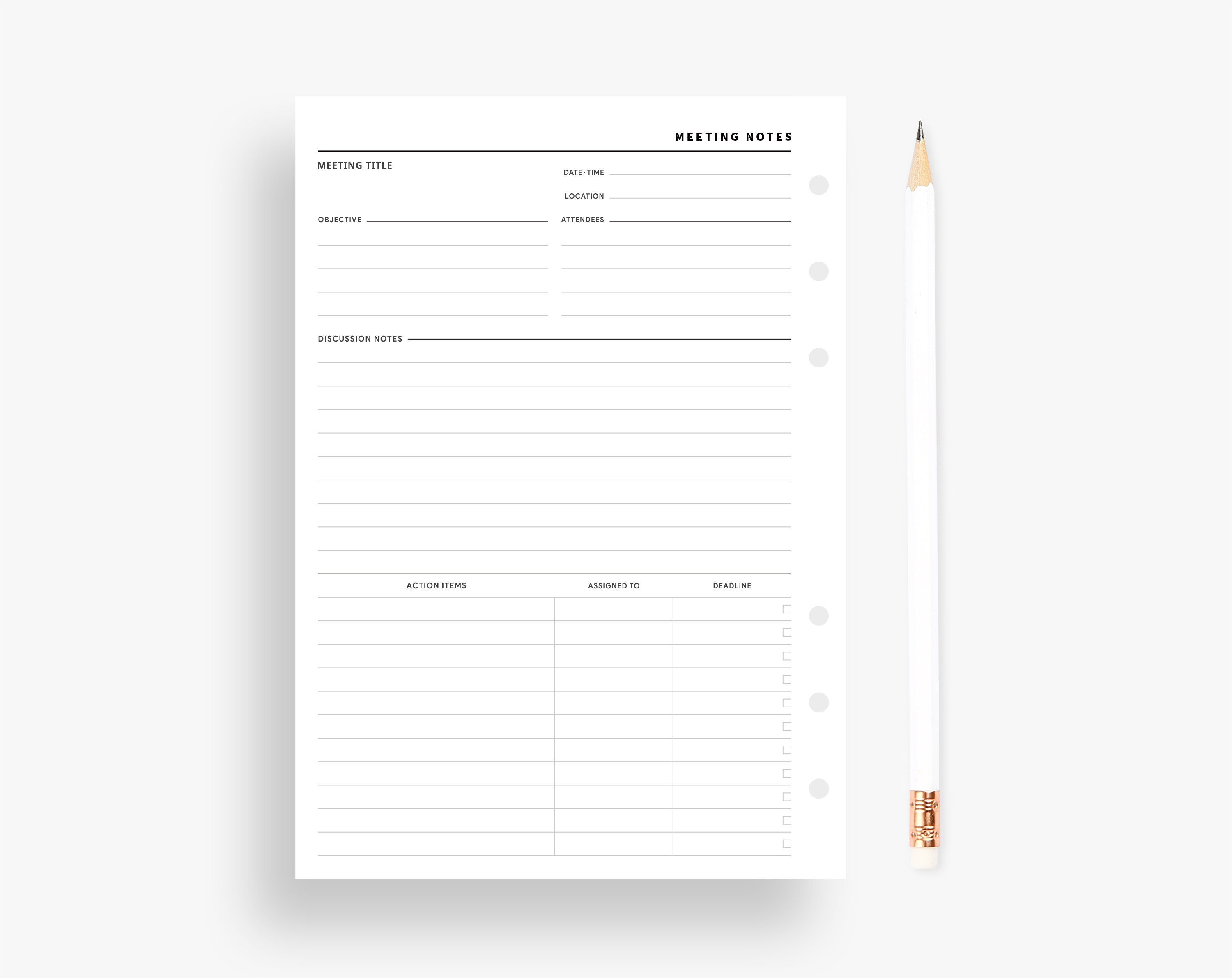 Meeting Template Printable, Meeting Notes, Personal Wide Inserts ...
