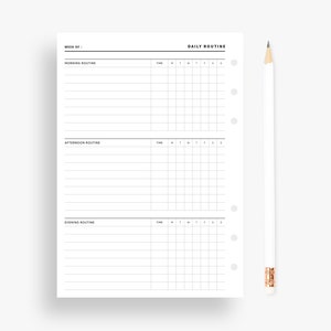 Daily Routine Planner Printable, Personal Wide Inserts, Morning Routine ...