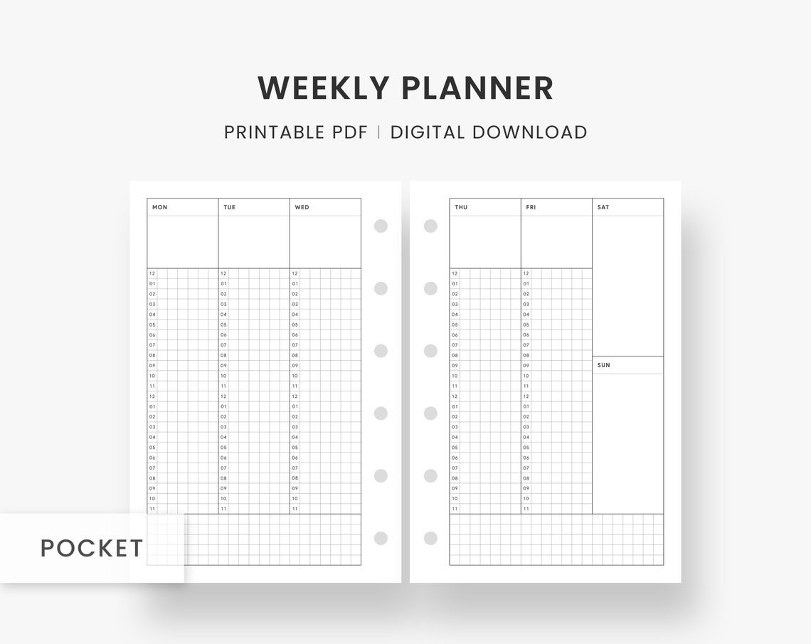 Pocket Inserts : Weekly Planner Printable, Weekly Organizer, Weekly ...