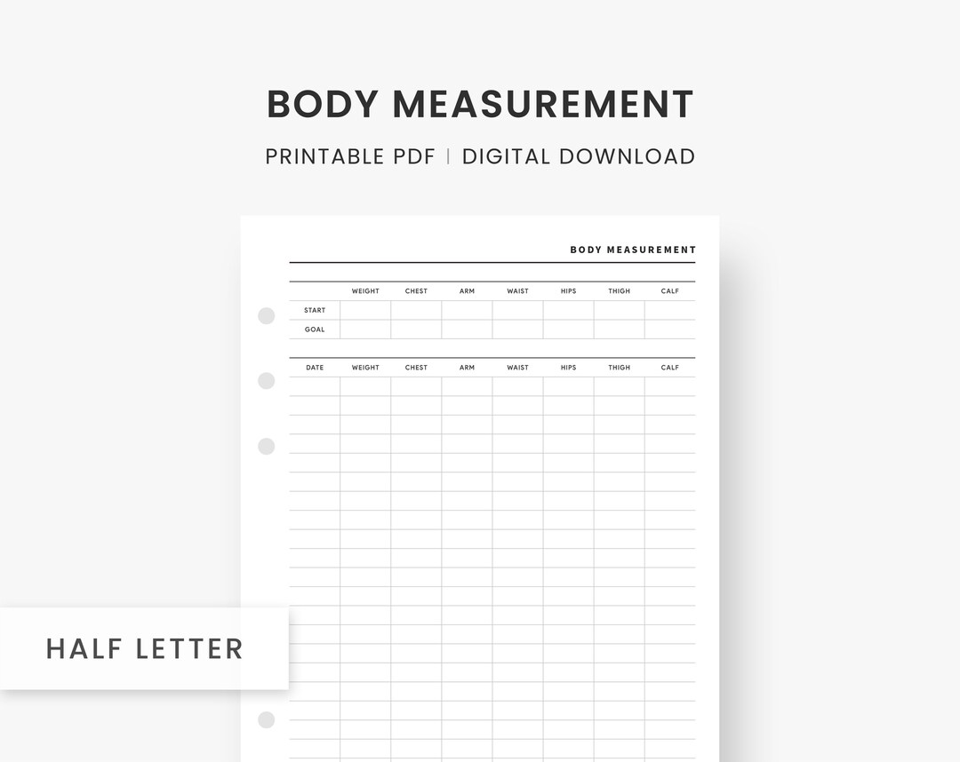Body Measurement Template Tracker, Weight Loss Tracker, Health and ...