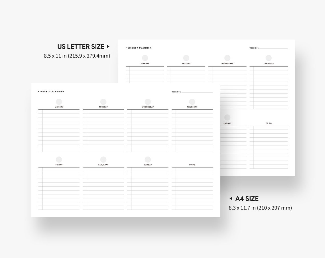Week on 1 Page Minimalist Work Planner Printable Undated - Etsy