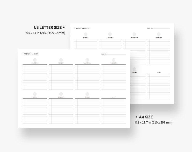 Week on 1 Page Minimalist Work Planner Printable Undated - Etsy