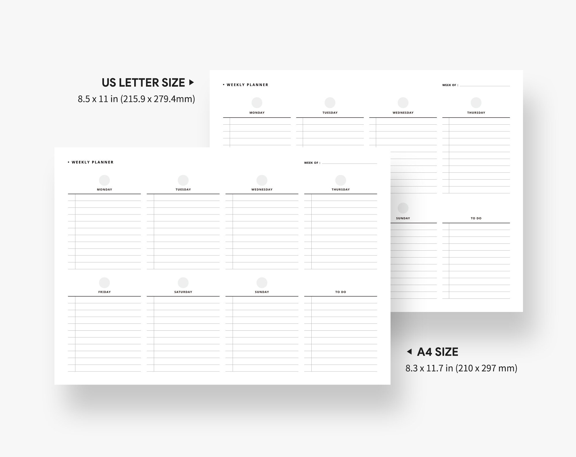 Week on 1 Page Minimalist Work Planner Printable Undated | Etsy